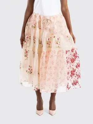 Simone Rocha Floral Print Crêpe Midi Skirt