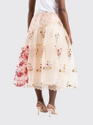 Simone Rocha Floral Print Crêpe Midi Skirt