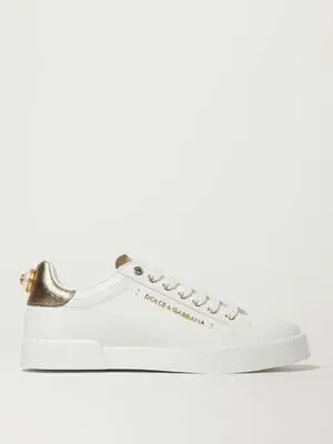 Dolce & Gabbana Portofino Leather Low Top Sneakers - Gold