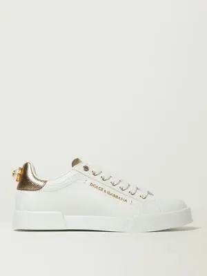 Dolce & Gabbana Portofino Leather Low Top Sneakers - White