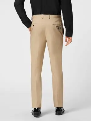 Philipp Plein Slim Fit Stretch Cotton Tailored Trousers With Rear Logo