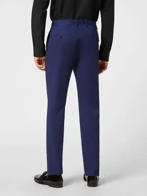 Philipp Plein Slim Fit Stretch Cotton Tailored Trousers With Rear Logo - Blue