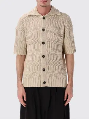 ROBERTO COLLINA Classic Collar Short-sleeved Cardigan In Cotton