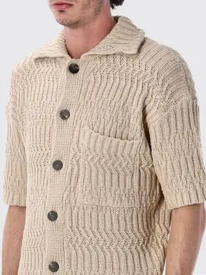 ROBERTO COLLINA Classic Collar Short-sleeved Cardigan In Cotton