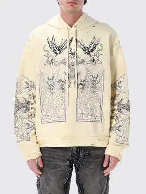 WHO DECIDES WAR Relaxed Fit Distressed Cotton Hoodie With Graphic Print - White