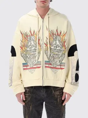 WHO DECIDES WAR Graphic Print Zipped Cotton Hoodie With Relaxed Fit