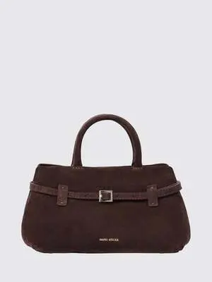Manu Atelier Le Cambon 25 Suede Handbag With Shoulder Strap - Brown