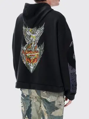 WHO DECIDES WAR Printed Cotton Jersey Zipped Hoodie With Relaxed Fit