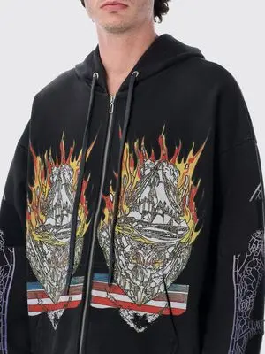 WHO DECIDES WAR Printed Cotton Jersey Zipped Hoodie With Relaxed Fit