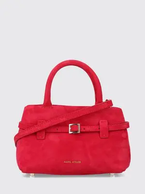 Manu Atelier Le Cambon 20 Mini Suede Handbag With Removable Strap - Red