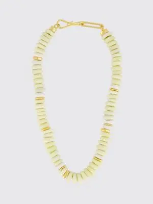 LIZZIE FORTUNATO Laguna Beaded Choker Necklace In Recycled Glass And Brass - Lemon