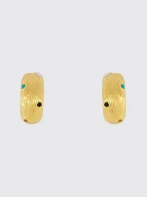 LIZZIE FORTUNATO Brass Hoop Earrings With Applied Crystals
