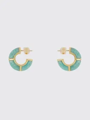 LIZZIE FORTUNATO Zellige Brass Hoop Earrings With Crystal Embellishments - Blue