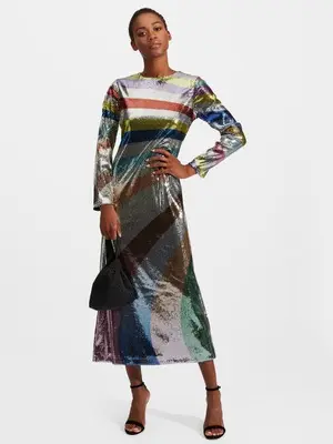 La DoubleJ Supremes Swing Paillette Midi Dress