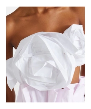 Simone Rocha Rosette Cotton Poplin Bandeau Top