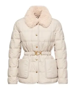 Moncler Cygnes Belted Short Down Jacket - Light Beige