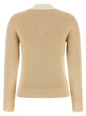 Loewe Long-sleeved V-neck Sweater - Beige/white