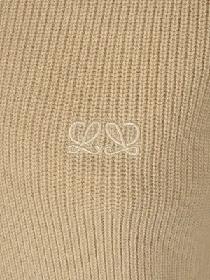 Loewe Long-sleeved V-neck Sweater - Beige/white