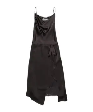 Acne Studios Shiny Satin Slip Dress - Dark Brown