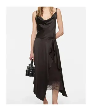 Acne Studios Draped Lace-trim Midi Dress - Dark Brown