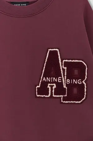ANINE BING Miles Letterman Logo Sweatshirt - Fig