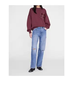 ANINE BING Miles Letterman Logo Sweatshirt - Fig