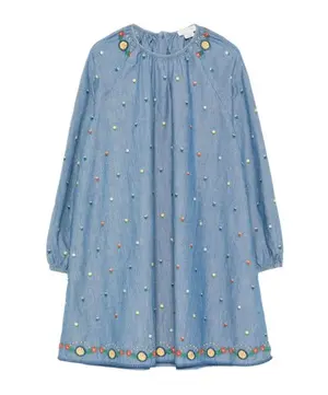Stella McCartney Embroidered Long Sleeve Denim Dress
