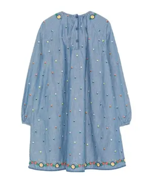 Stella McCartney Embroidered Long Sleeve Denim Dress