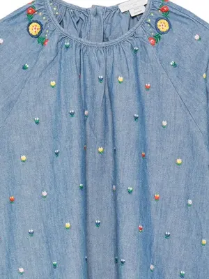 Stella McCartney Embroidered Long Sleeve Denim Dress