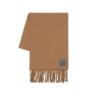 ANINE BING Augustina Fringed Wool Scarf - Brown