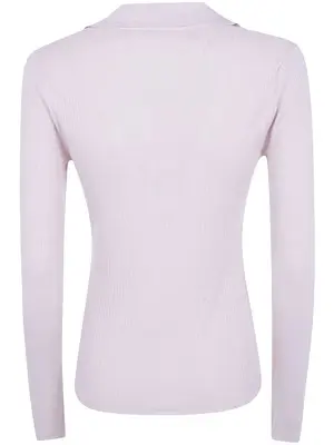 Max Mara Gergo Ribbed Polo Knit Top - Purple