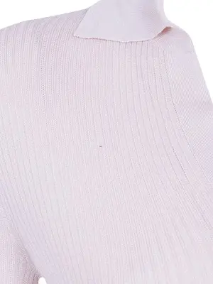 Max Mara Gergo Ribbed Polo Knit Top - Purple