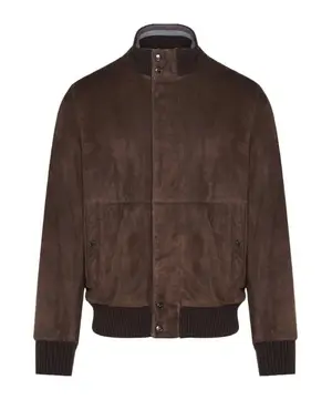 Paul & Shark Suede Bomber Jacket - Brown