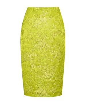 Saint Laurent Brocade Midi Skirt - Yellow