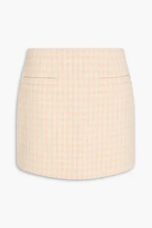 ANINE BING Vanessa Houndstooth Bouclétweed Mini Skirt - Blush