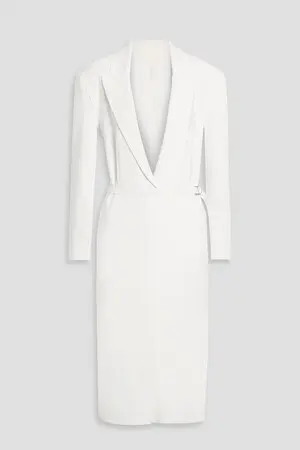 Norma Kamali Belted Cady Midi Dress - White