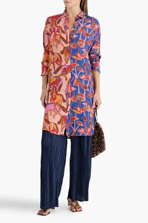 Farm Rio Printed Crepe De Chine Shirt