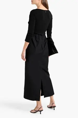 Max Mara Kaiser Belted Jersey-paneled Poplin Midi Dress