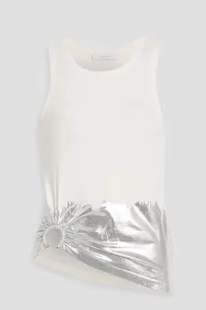 Rabanne Metallictrimmed Cottonblend Jersey Tank - Ivory