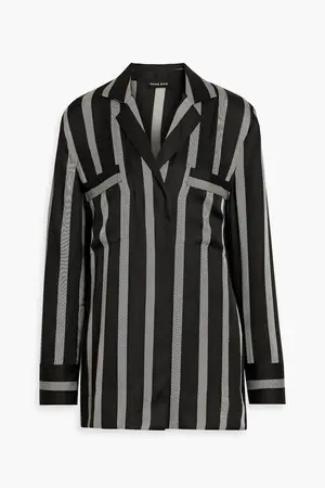 ANINE BING Lynette Striped Silk-blend Satin Shirt