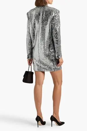 ANINE BING Veneda Sequined Tulle Mini Tuxedo Dress