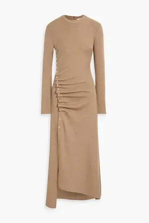 Rabanne Asymmetric Woolblend Maxi Dress - Sand