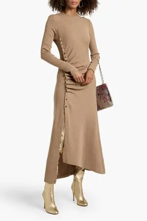Rabanne Asymmetric Woolblend Maxi Dress
