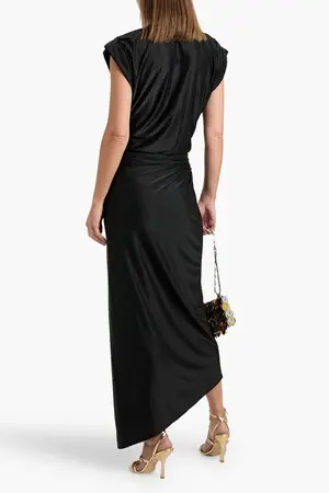 Rabanne Asymmetric Embellished Satinjersey Maxi Dress