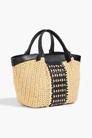 SERAPIAN Milano Secret Leathertrimmed Raffia Tote