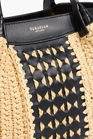 SERAPIAN Milano Secret Leathertrimmed Raffia Tote