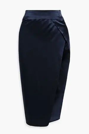Michelle Mason Silk-satin Wrap Effect Midi Skirt