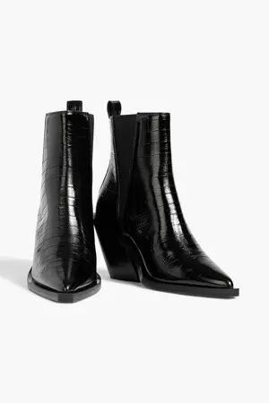 ANINE BING Bekah Croceffect Leather Ankle Boots
