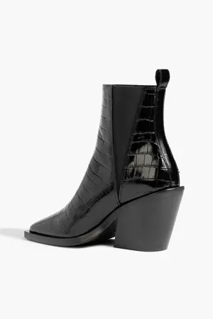 ANINE BING Bekah Croceffect Leather Ankle Boots