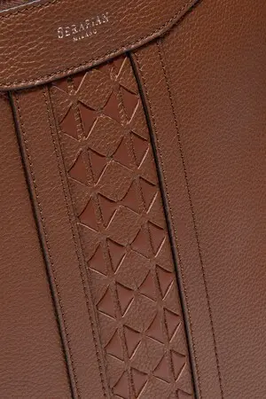 SERAPIAN Mosaico Pebbled Leather Shoulder Bag - Brown